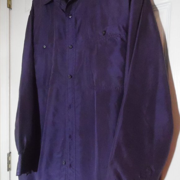 Robert Graham | Tops | Silk Deep Purple Button Down Long Sleeve Top Sz L | Poshmark